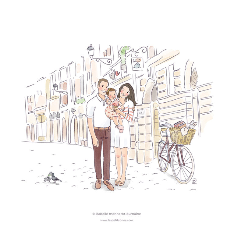 Portrait de famille illustré sur mesure Les Petits Brins d'Isabelle ...